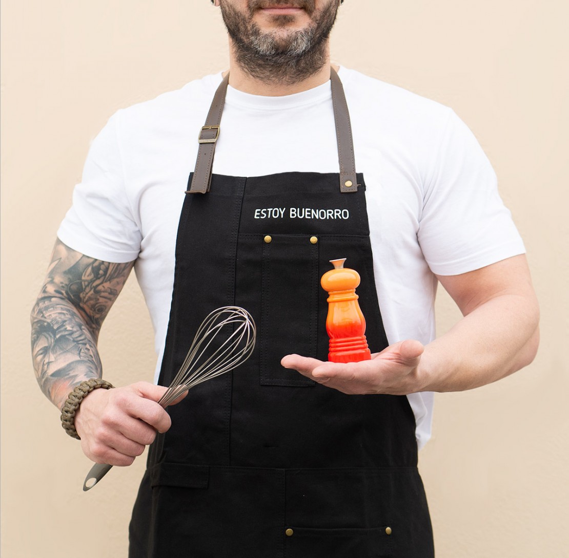 Delantal negro "Estoy buenorro" 🥇 Para cocineros sexys