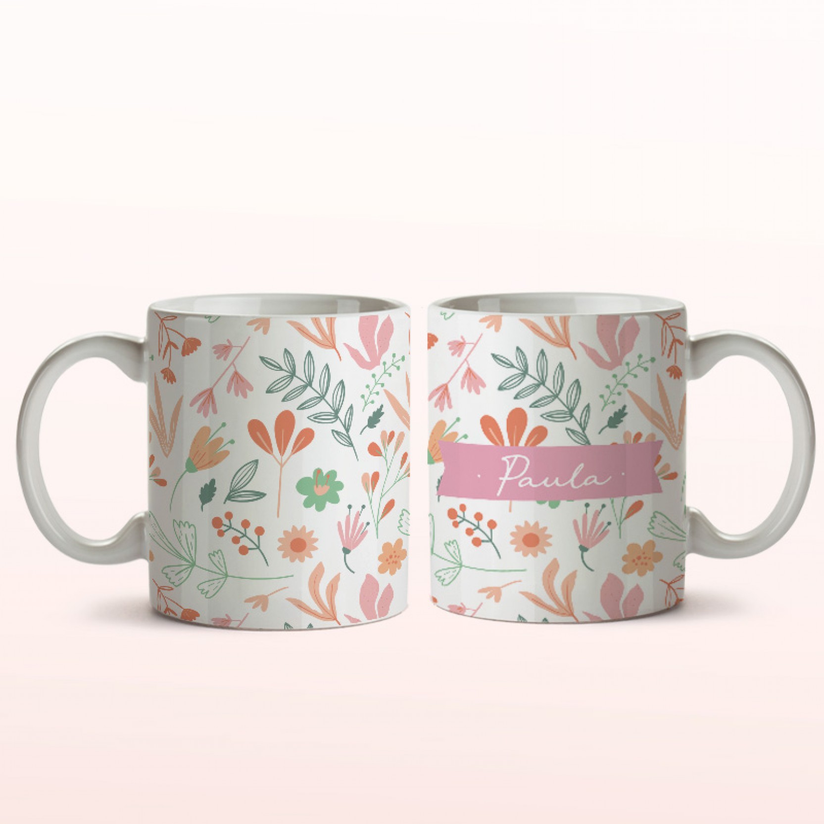 ⭐ TAZA flores PERSONALIZADA con el nombre ⭐