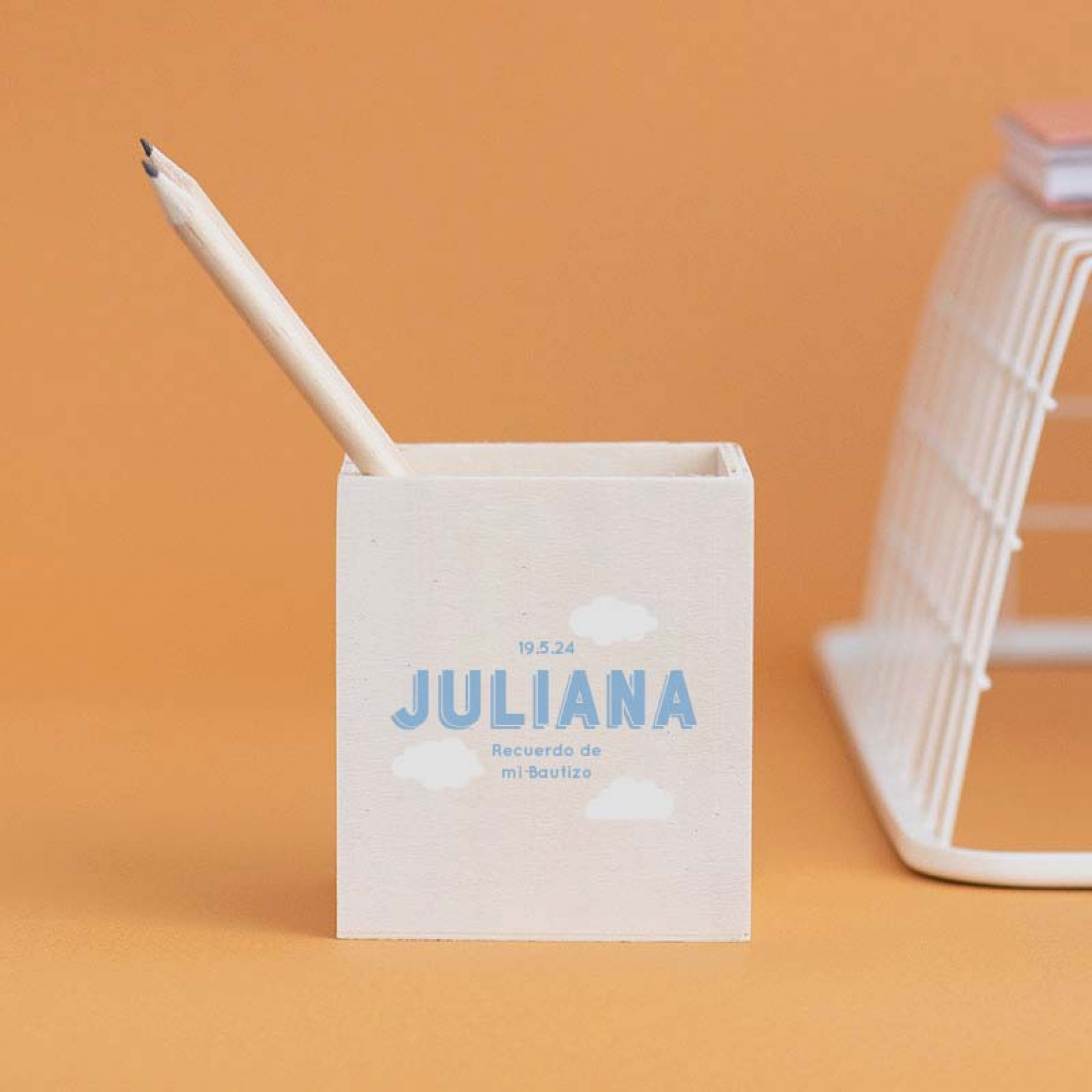 ️ Bote lápices Personalizado Madera 【 Inicial + Nombre